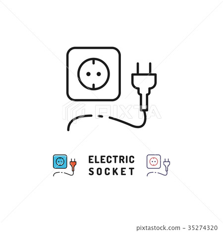 Electric socket and plug icons, Electricity sign - Stock Illustration ...
