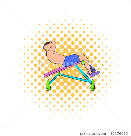 Man doing abs crunches on the bench icon - Stock Illustration [35276013 ...