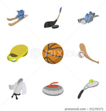 Sports equipment icons set, cartoon style - Stock Illustration ...