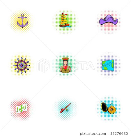 Geography icons set, pop-art style - Stock Illustration [35276680] - PIXTA