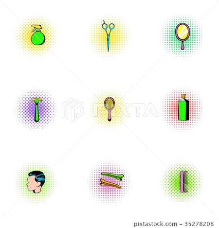 Hairstyle icons set, pop-art style - Stock Illustration [35278208] - PIXTA