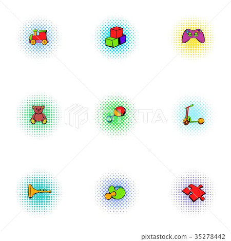 Toys icons set, pop-art style - Stock Illustration [35278442] - PIXTA