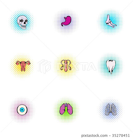 Structure of body icons set, pop-art style - Stock Illustration ...
