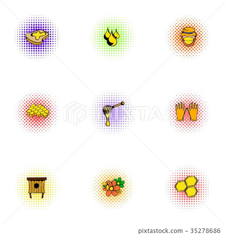 Honey icons set, pop-art style - Stock Illustration [35278686] - PIXTA