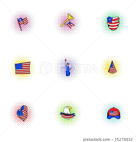 Independence of USA icons set, pop-art style - Stock Illustration ...
