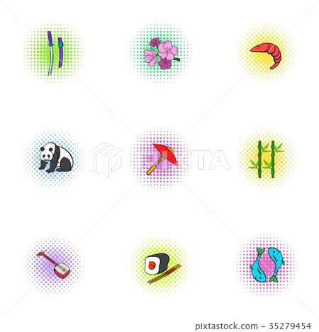 Japan icons set, pop-art style - Stock Illustration [35279454] - PIXTA
