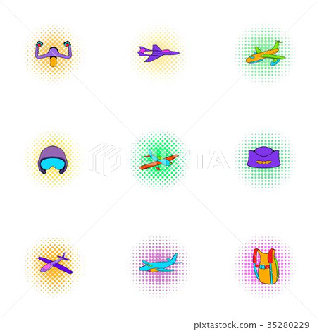 Flying machine icons set, pop-art style-插圖素材 [35280229] - PIXTA圖庫