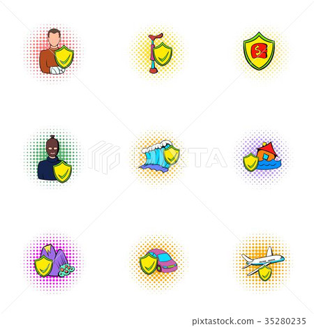 Incident icons set, pop-art style-插圖素材 [35280235] - PIXTA圖庫