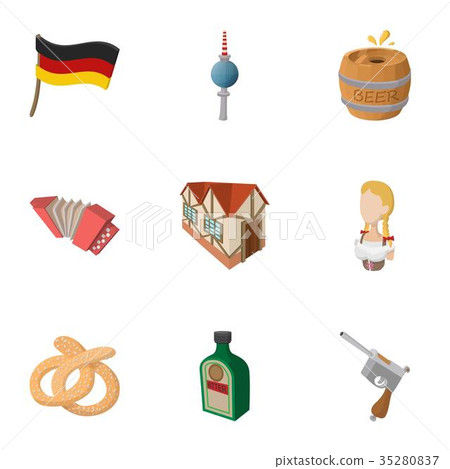 Republic of Germany icons set, cartoon style - Stock Illustration ...