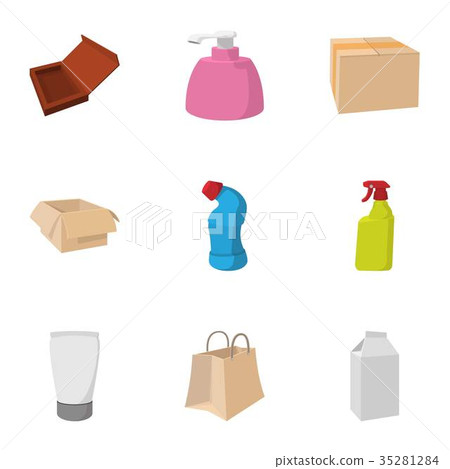 Packing icons set, cartoon style - Stock Illustration [35281284] - PIXTA