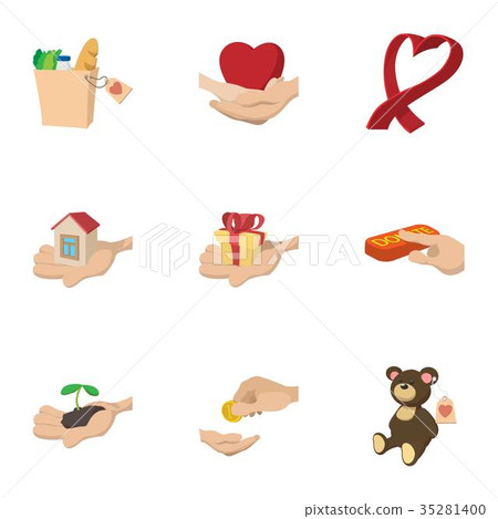 Sponsorship icons set, cartoon style - Stock Illustration [35281400 ...