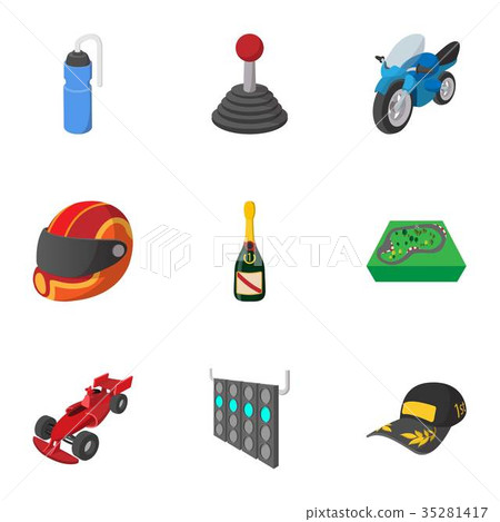 Race and awarding icons set, cartoon style - Stock Illustration ...