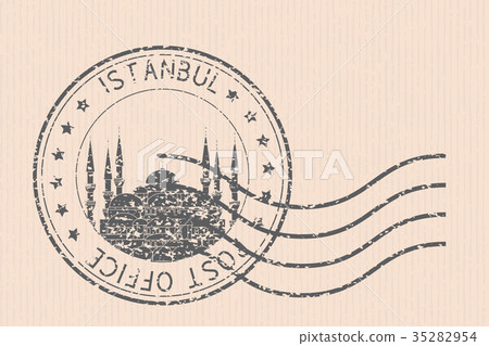 Istanbul, Turkey postmark with the Blue Mosque-插圖素材 [35282954] - PIXTA圖庫