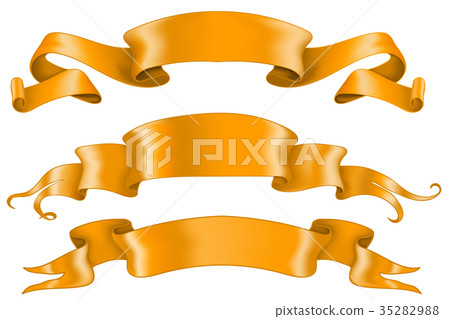 Orange shiny ribbon banners. Collection of blank - Stock Illustration ...