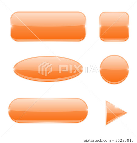 Orange glass buttons. Collection of web icons - Stock Illustration ...