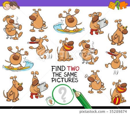 find two the same cartoon dog pictures game-插圖素材 [35289874] - PIXTA圖庫