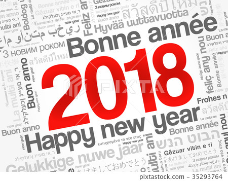 2018 Happy New Year in different languages - Stock Illustration ...