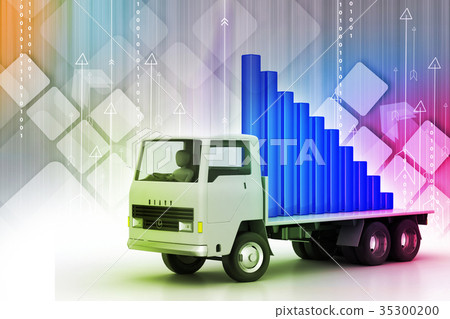 Transportation of business graph in truck - Stock Illustration ...