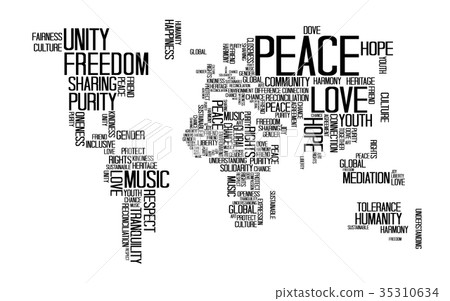 Peace Concept by Text in World Map Shape - Stock Illustration [35310634 ...