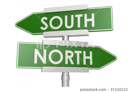 Norht and south green road sign - Stock Illustration [35320232] - PIXTA