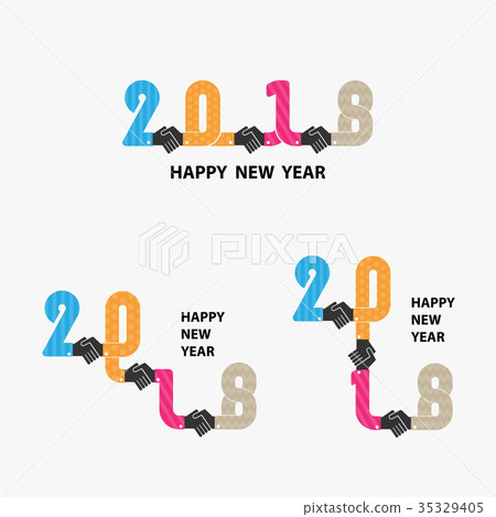 Handshake sign and Happy New Year 2018 - Stock Illustration [35329405 ...