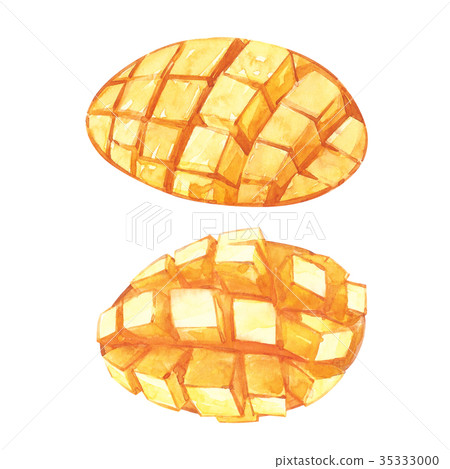 Mango cubes vintage design template. Watercolor - Stock Illustration ...