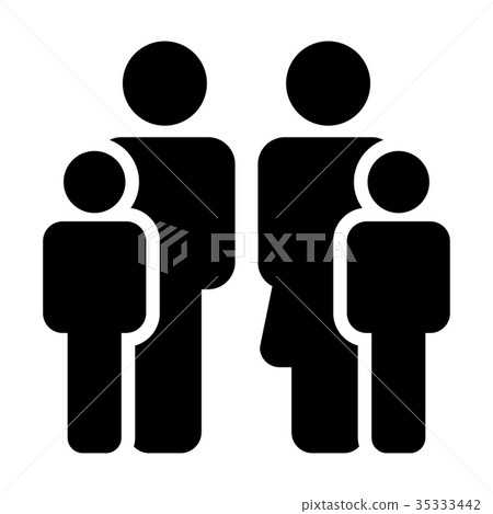 Family Icon Vector Flat Color People Sign Symbol - Stock Illustration ...