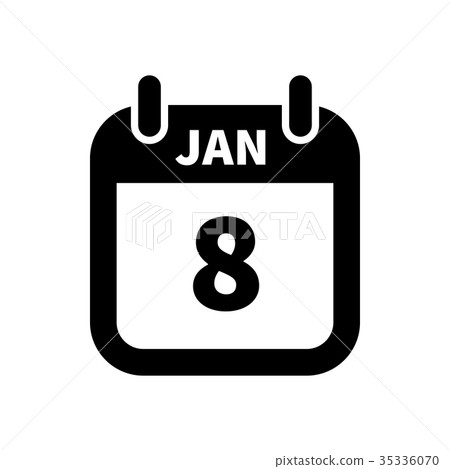Simple black calendar icon with 8 january date - Stock Illustration ...