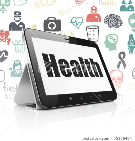 Healthcare concept: Tablet Computer with Health on - Stock Illustration ...