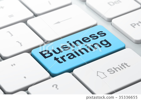 Learning concept: Business Training on computer - Stock Illustration ...