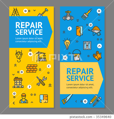 Home Repair Flyer Banner Posters Card Set. Vector - Stock Illustration ...
