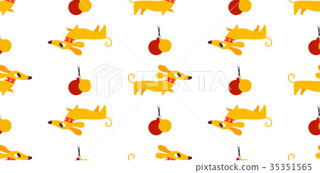 Seamless New Year pattern with yellow dogs - Stock Illustration ...