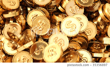 stream of gold coins with dollar sign - Stock Illustration [35356897 ...