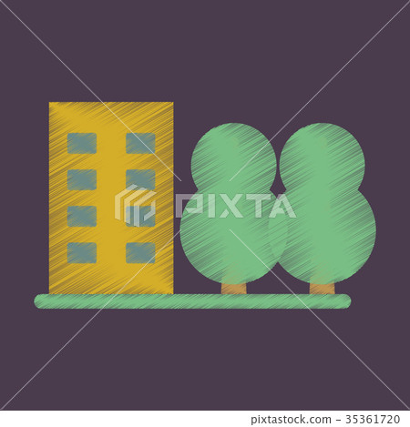 Flat Icon in Shading Style multi-storey building - Stock Illustration ...