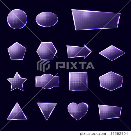 Violet glass plates set. Triangle square rectangle - Stock Illustration ...