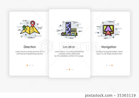 Onboarding screens design in location concept - Stock Illustration ...