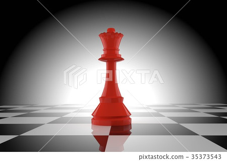 red chess queen on chessboard in 3D rendering - Stock Illustration ...