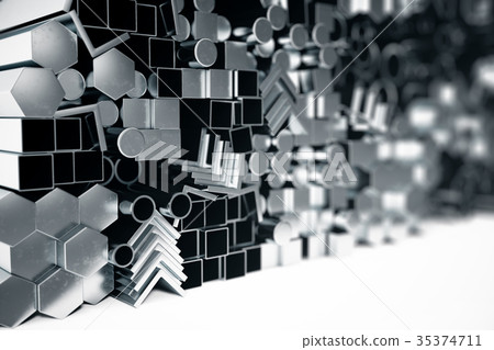 Cylindrical metal steel profiles, hexagonal metal - Stock Illustration ...