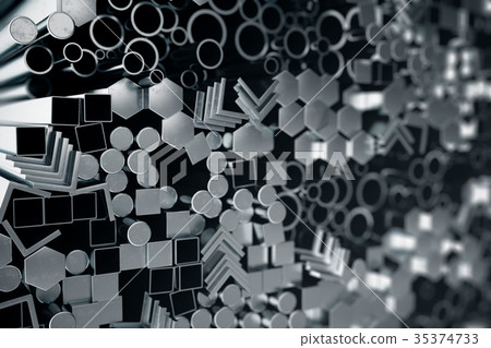 Cylindrical metal steel profiles, hexagonal metal - Stock Illustration ...