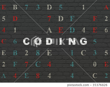 Programming concept: Coding on wall background - Stock Illustration ...