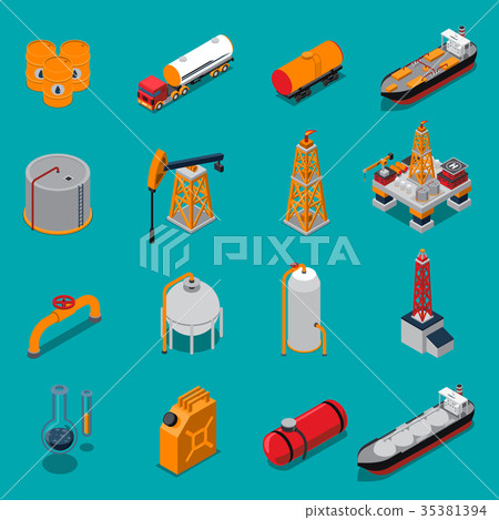 Oil And Gas Isometric Set - Stock Illustration [35381394] - PIXTA