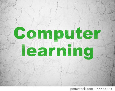 Studying concept: Computer Learning on wall - Stock Illustration ...