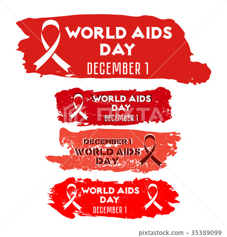 Red ribbon stickers set with brushstrokes - Stock Illustration ...