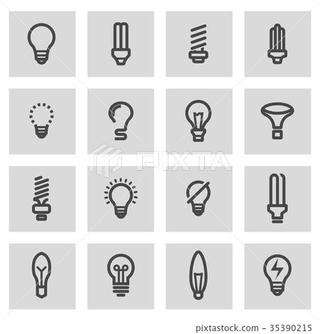 Vector line bulbs icons set - Stock Illustration [35390215] - PIXTA