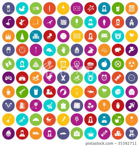 100 child center icons set color - Stock Illustration [35392711] - PIXTA