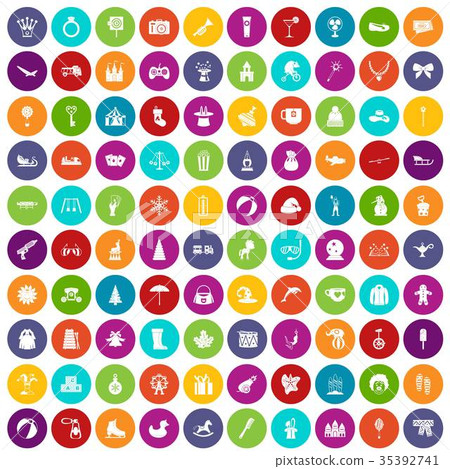 100 children icons set color - Stock Illustration [35392741] - PIXTA