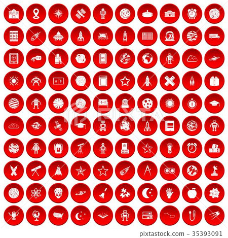 100 astronomy icons set red - Stock Illustration [35393091] - PIXTA