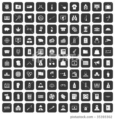 100 criminal offence icons set black - Stock Illustration [35393302 ...