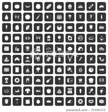 100 favorite food icons set black - Stock Illustration [35394333] - PIXTA