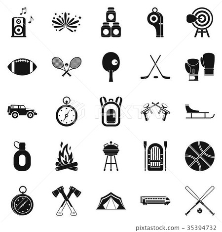 Nature reserve icons set, simple style - Stock Illustration [35394732 ...